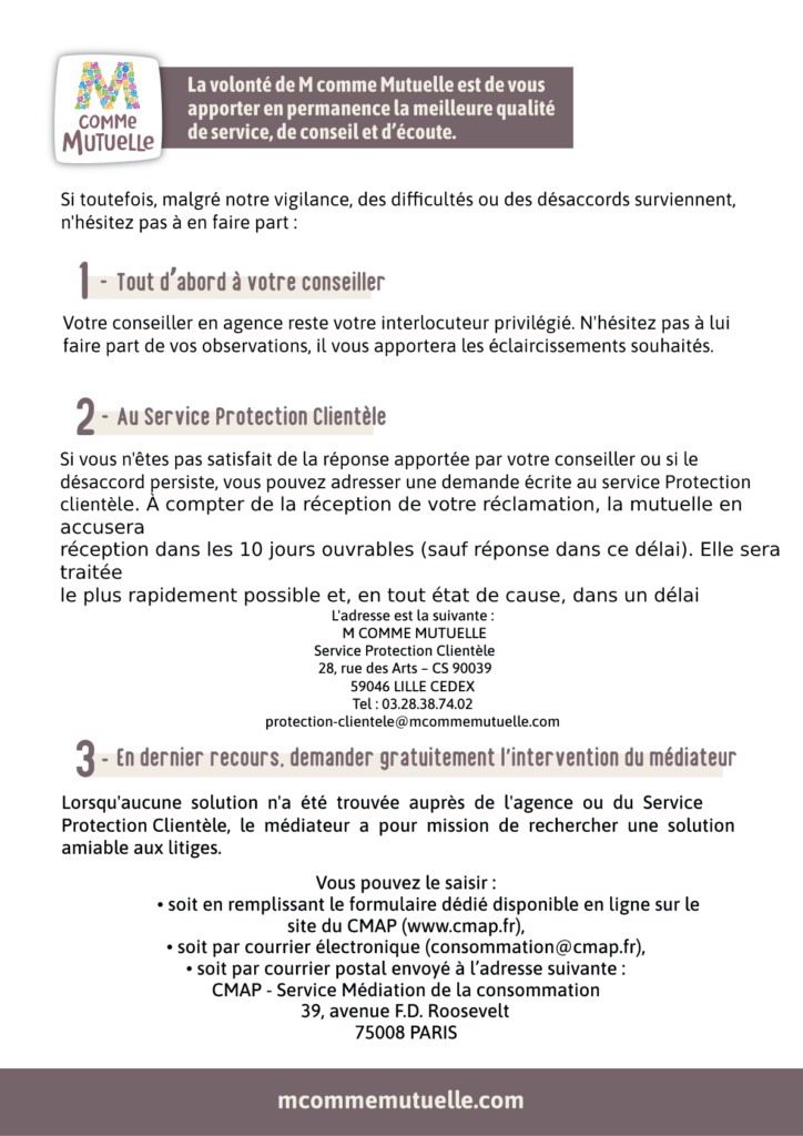 Réclamation et médiation - M comme Mutuelle